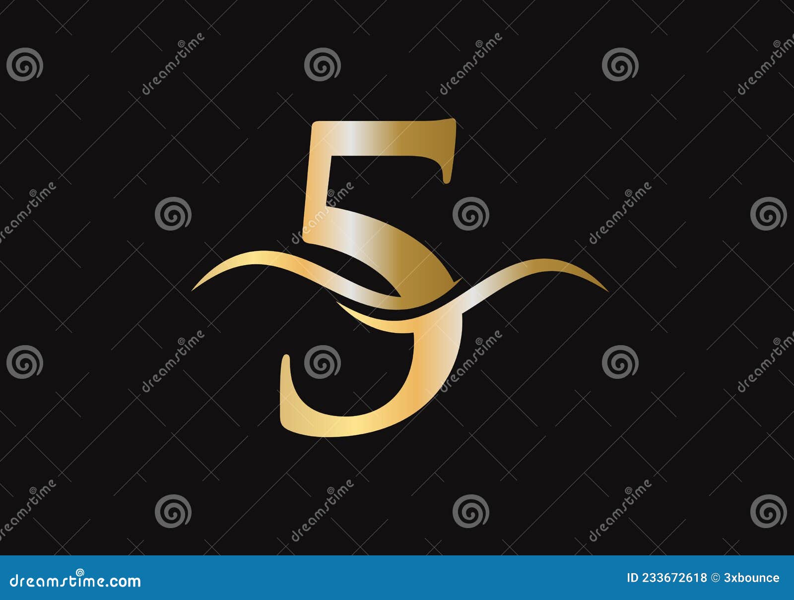 Initial Monogram Letter 5 Logo Design Vector. 5 Letter Logo Design ...