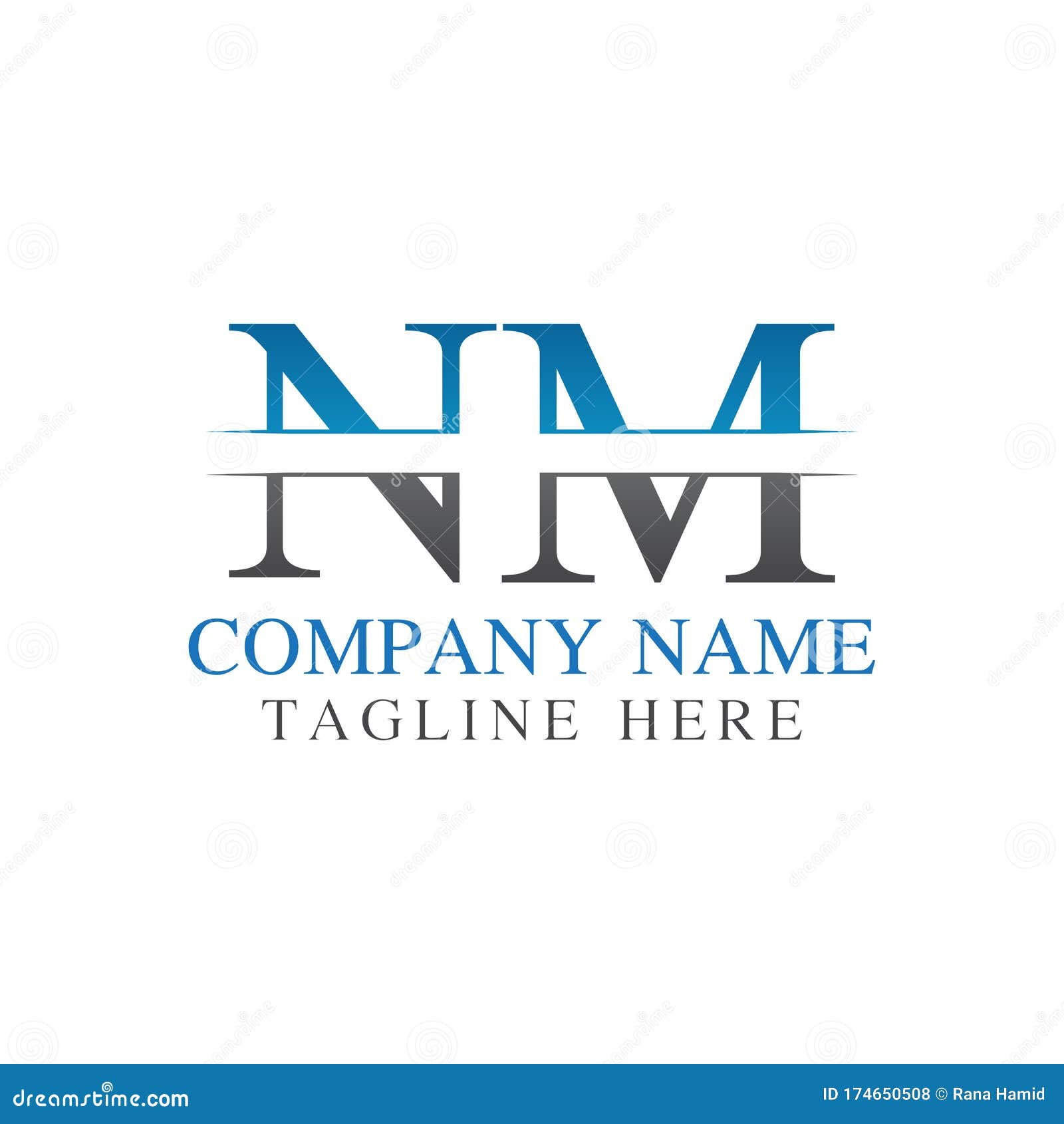 Initial Monogram Letter NM Logo Design Vector Template. NM Letter Logo ...