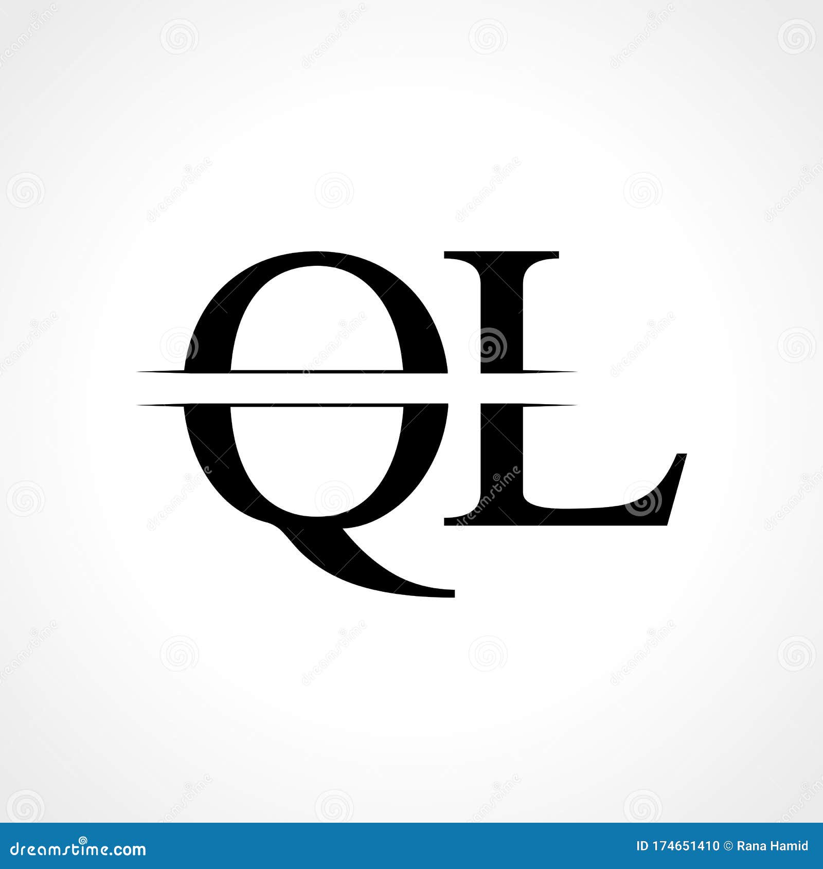 Initial Monogram Letter QL Logo Design Vector Template. Black Letter QL ...