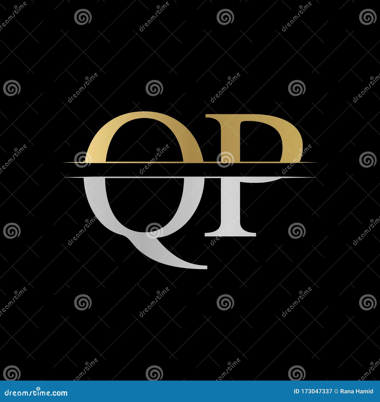 Initial Monogram Letter QP Logo Design Vector Template. Silver and Gold ...