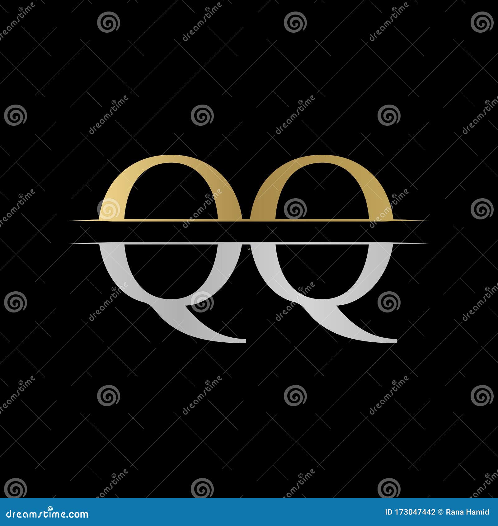 Initial Monogram Letter QQ Logo Design Vector Template. Silver and Gold ...