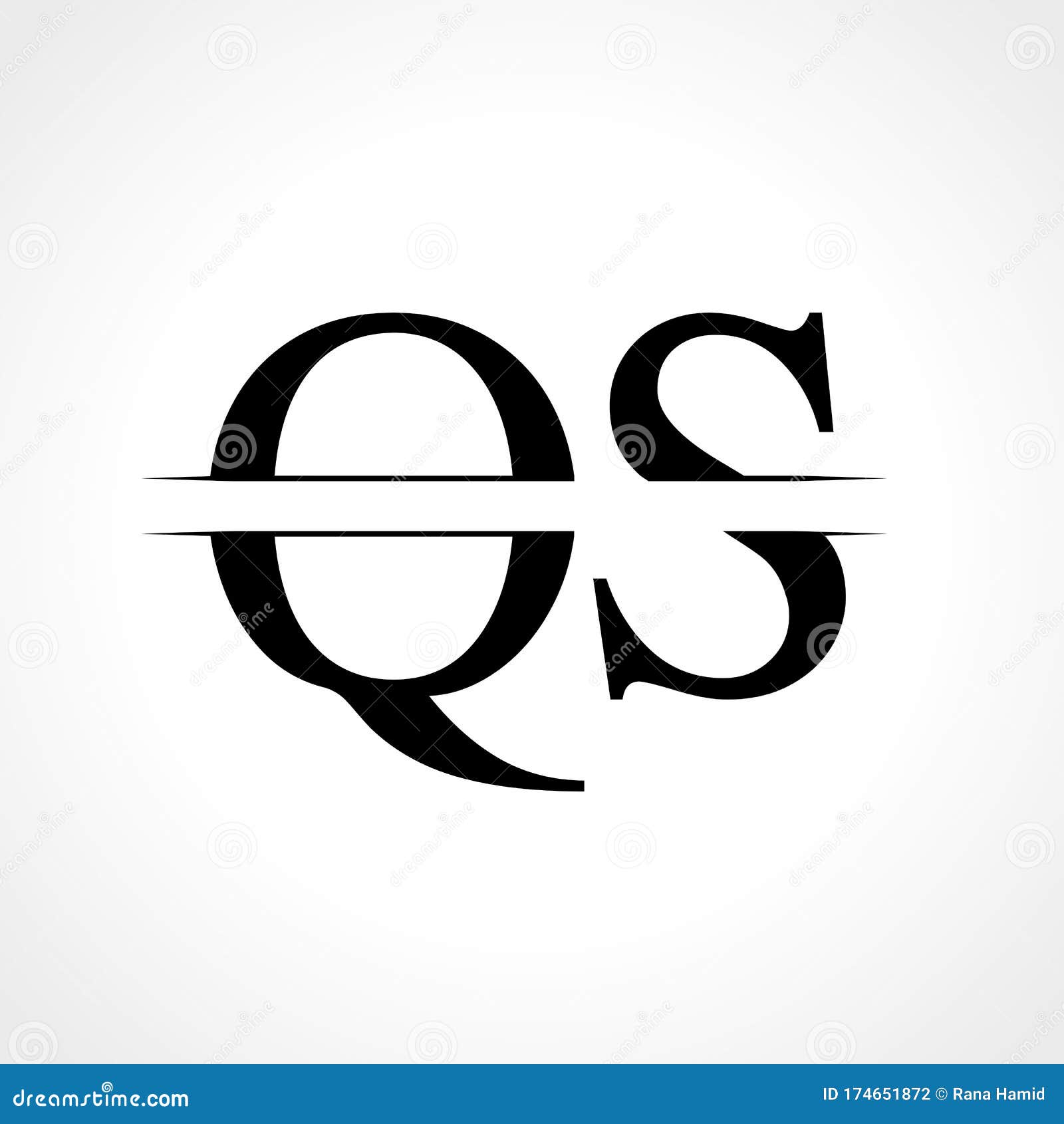 Initial Monogram Letter QS Logo Design Vector Template. Black Letter QS ...