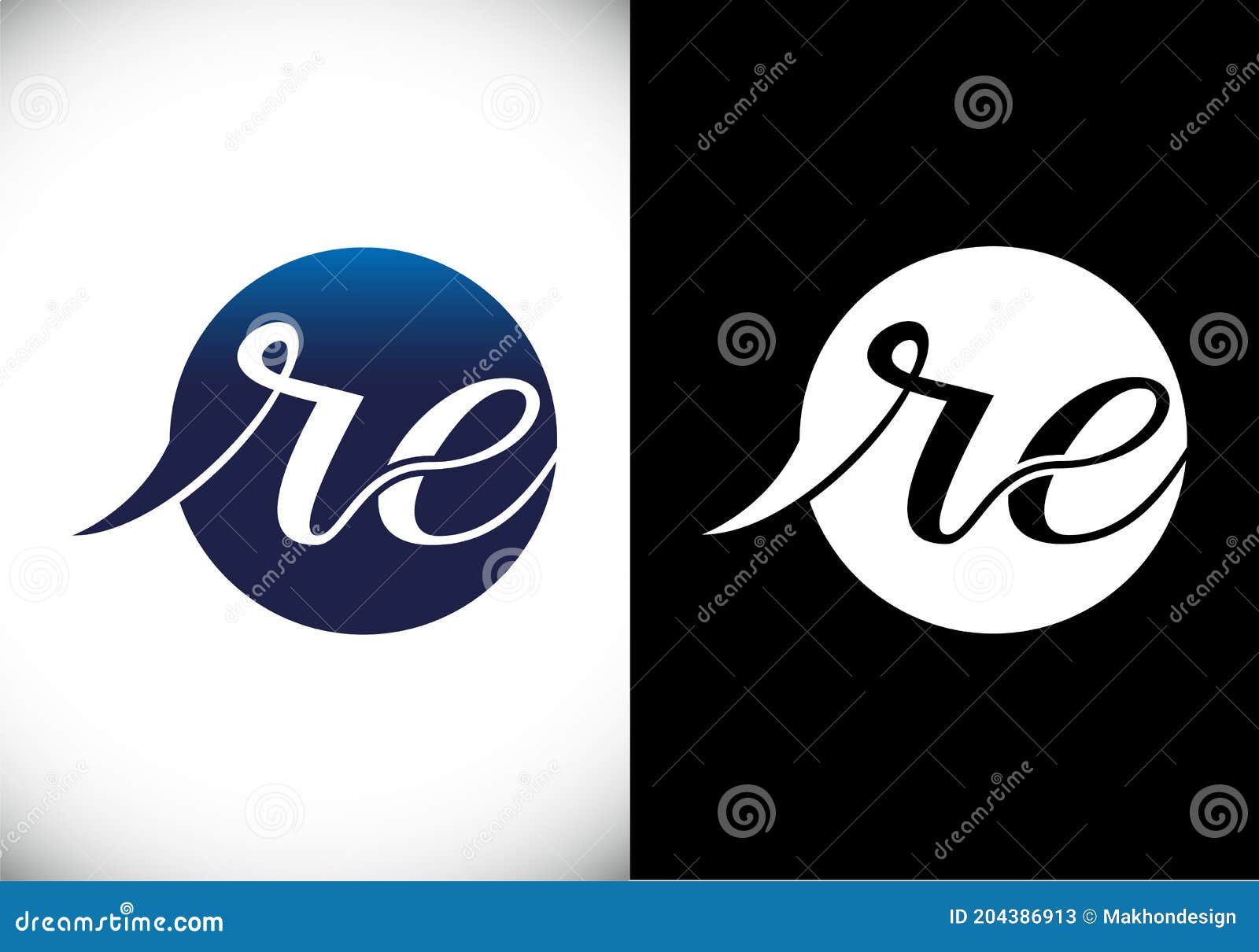 Initial Monogram Letter R E Logo Design Vector Template. Stock Vector ...