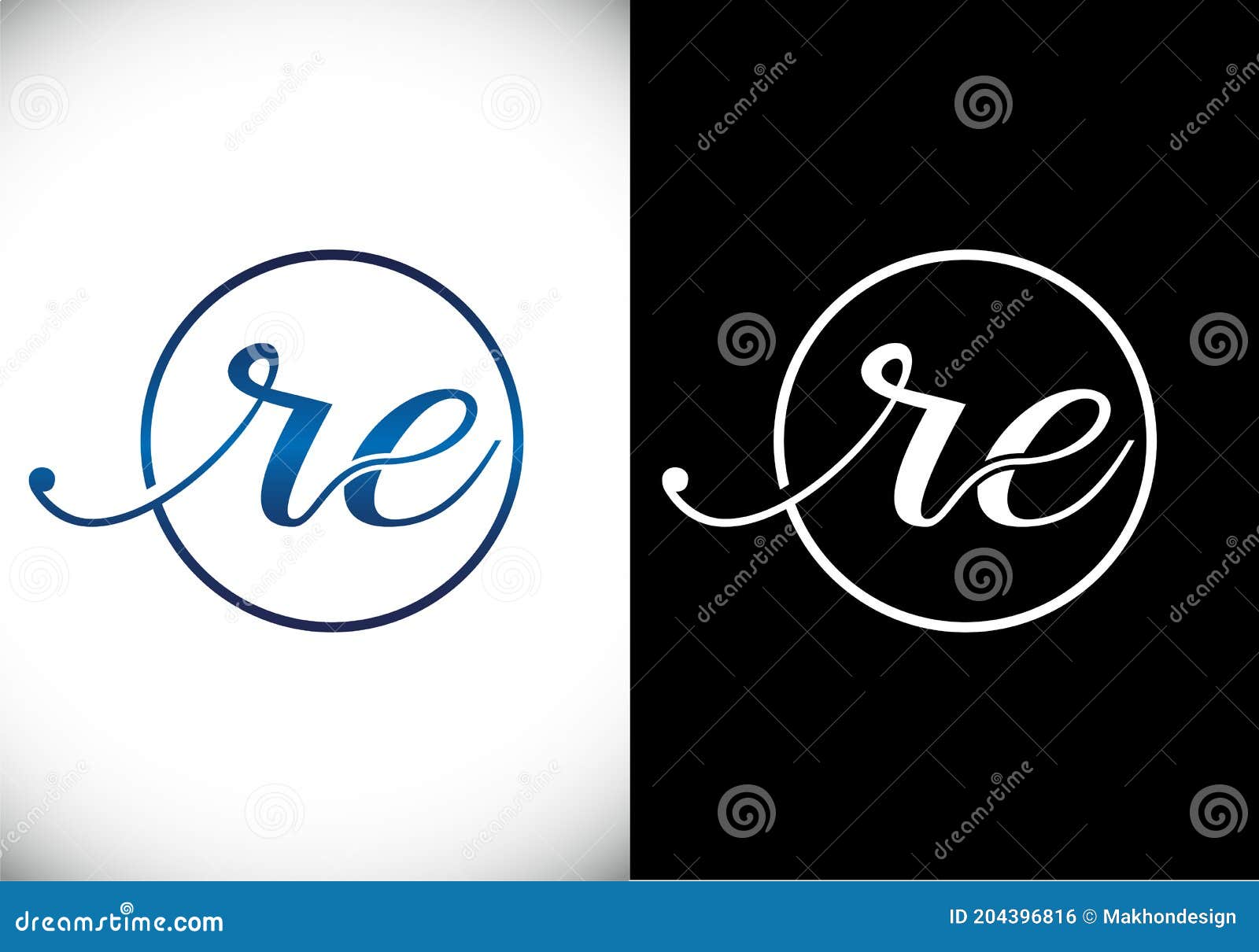 Initial Monogram Letter R E Logo Design Vector Template. Stock Vector ...