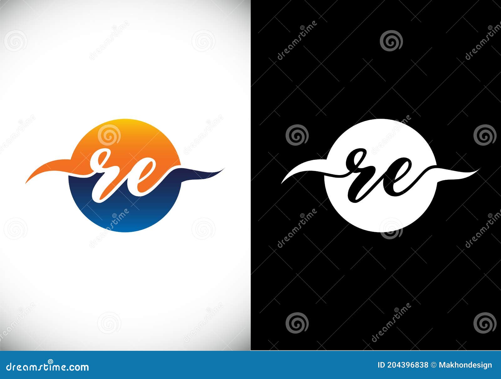 Initial Monogram Letter R E Logo Design Vector Template. Stock Vector ...