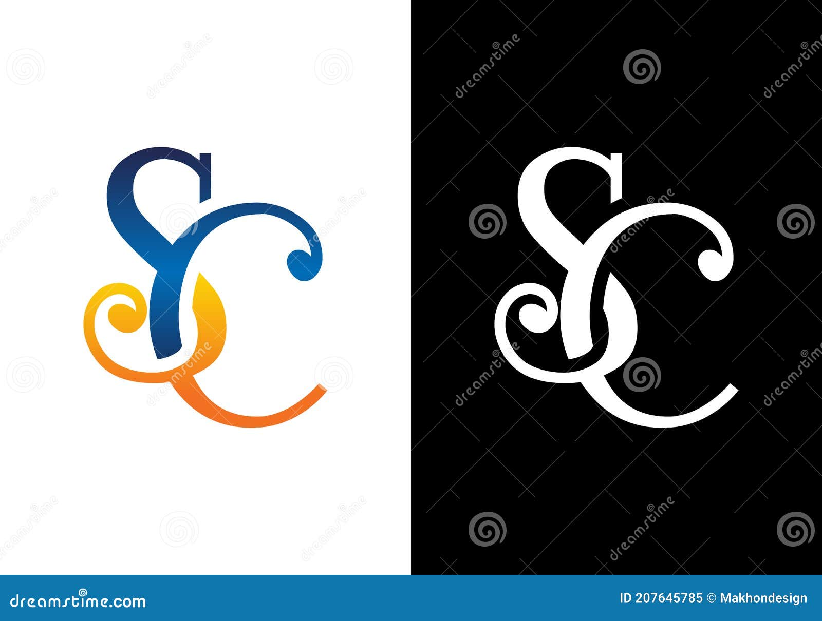 Letter S C Logo Design Vector Template. S C Letter Logo Design Stock ...