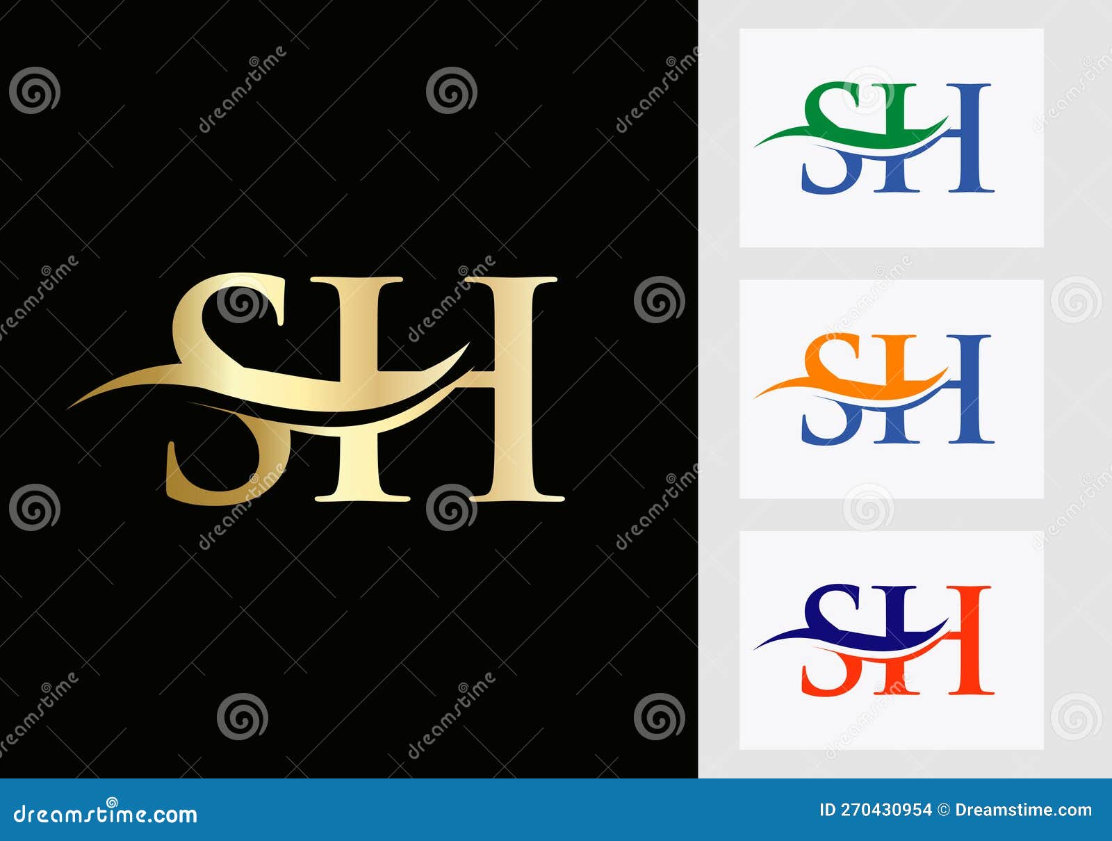 Initial Monogram Letter SH Logo Design. SH Logotype Template Stock ...