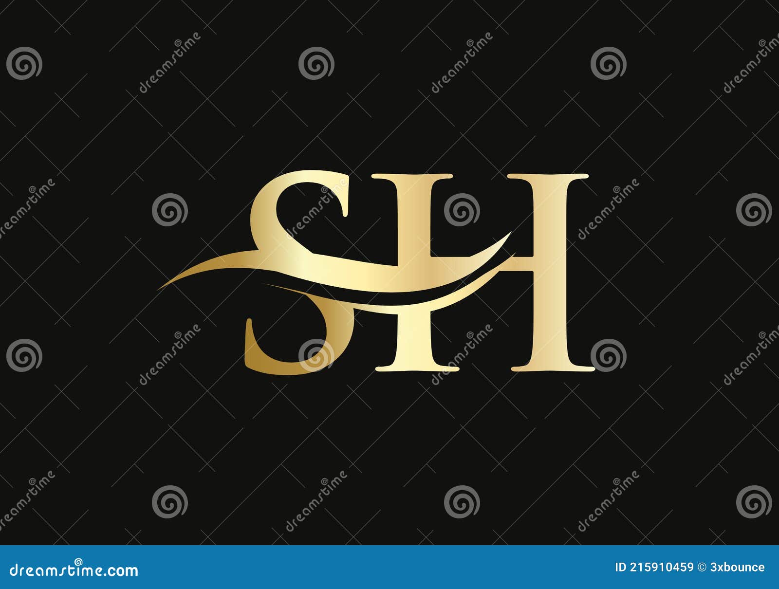 Initial Monogram Letter SH Logo Design Vector. SH Letter Logo Design ...