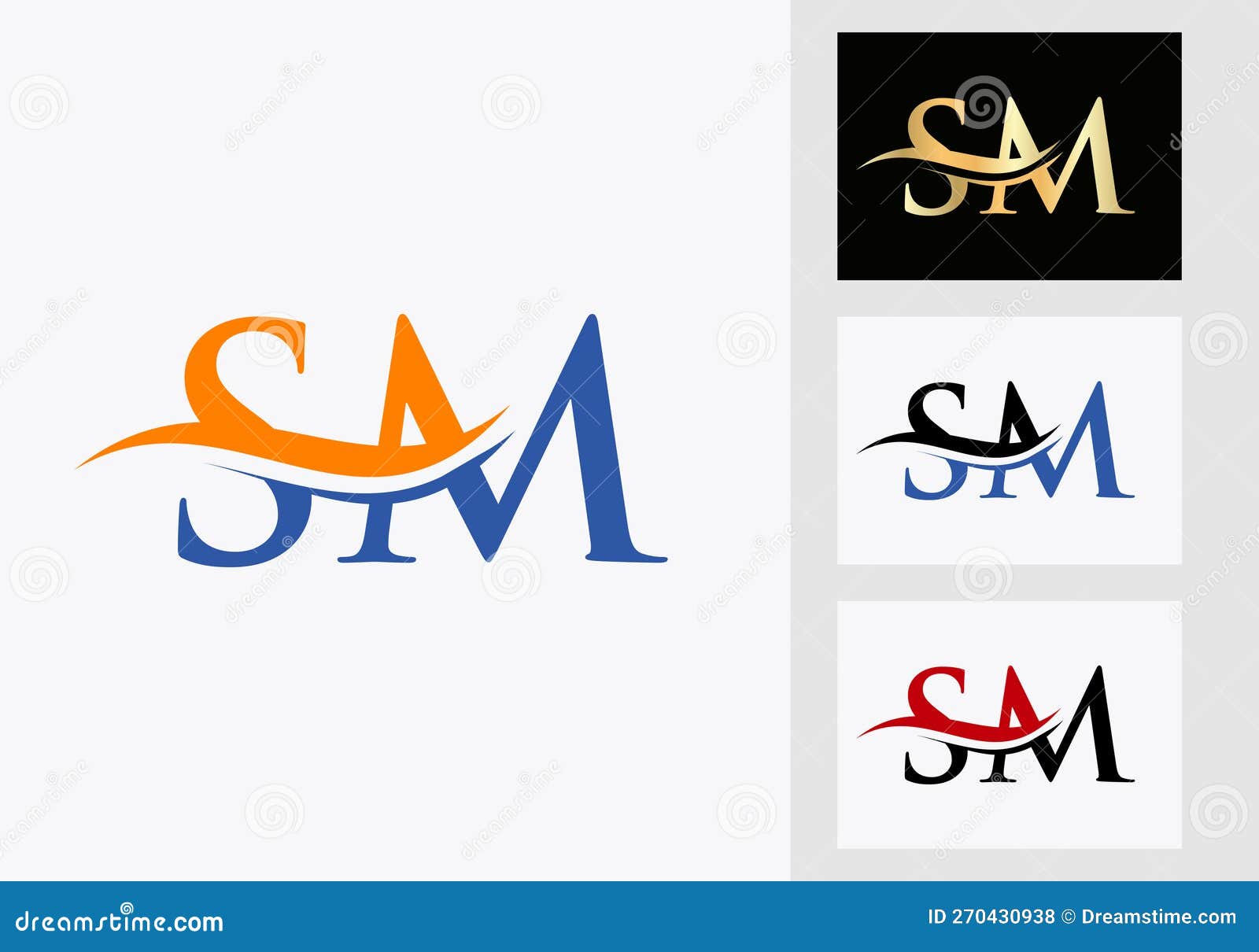 Monogram Letter SM Logo Design. SM Logotype Template Stock Vector - Illustration of connected ...