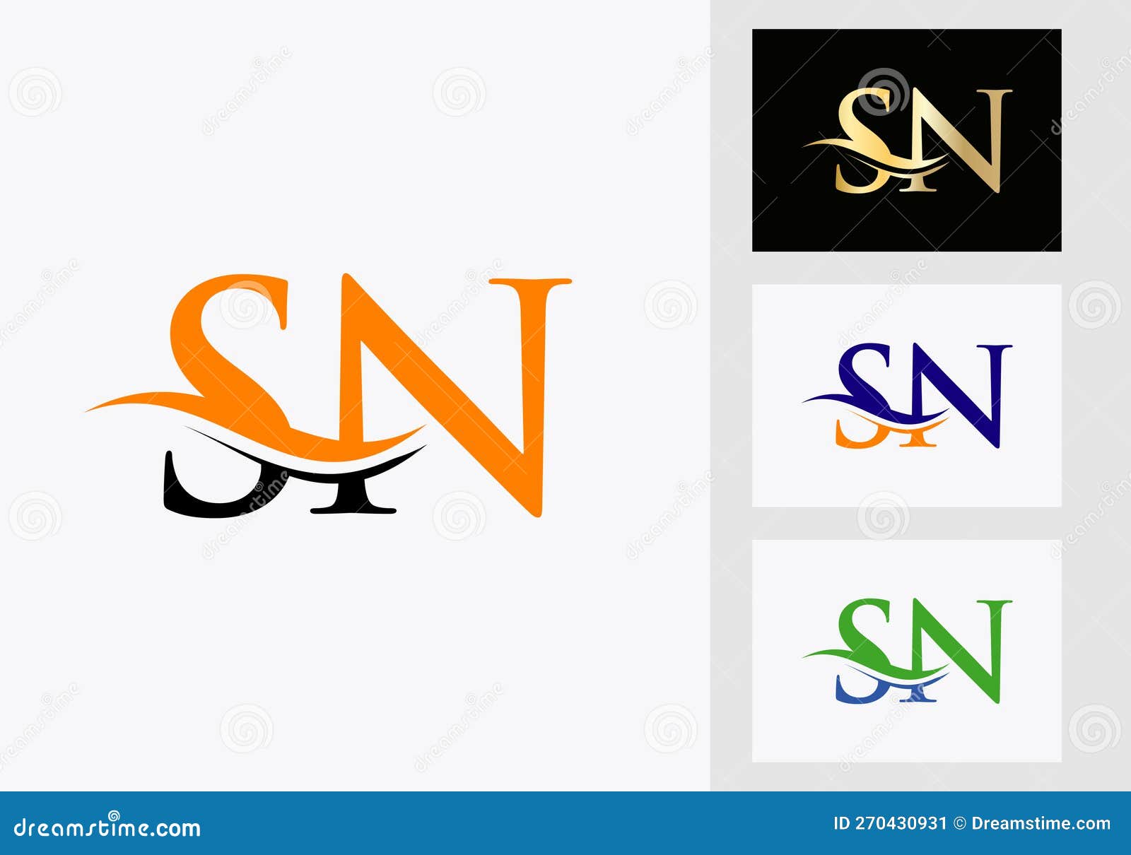 Monogram Letter SN Logo Design. SN Logotype Template Stock Vector ...
