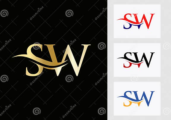 Monogram Letter SW Logo Design. SW Logotype Template Stock Vector ...