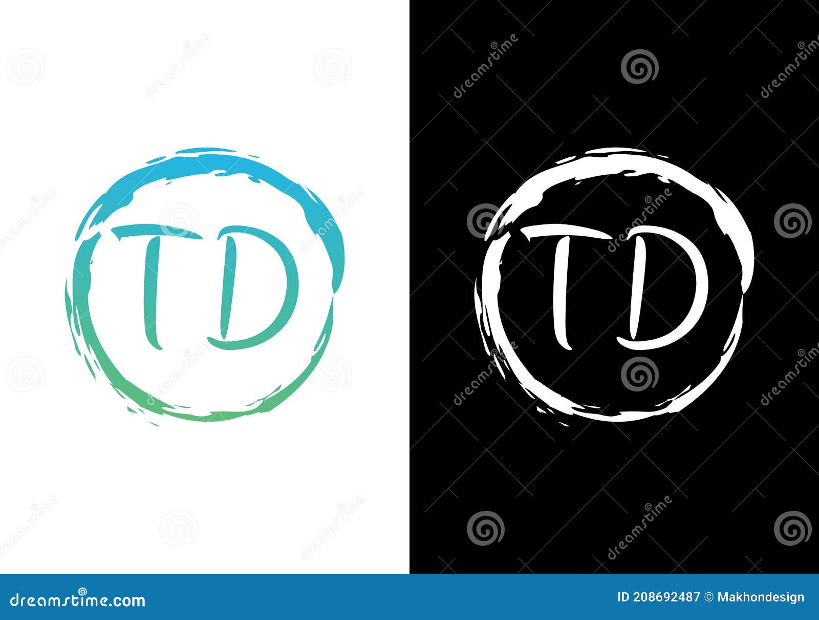 Initial Monogram Letter T D Logo Design Vector Template. T D Letter ...