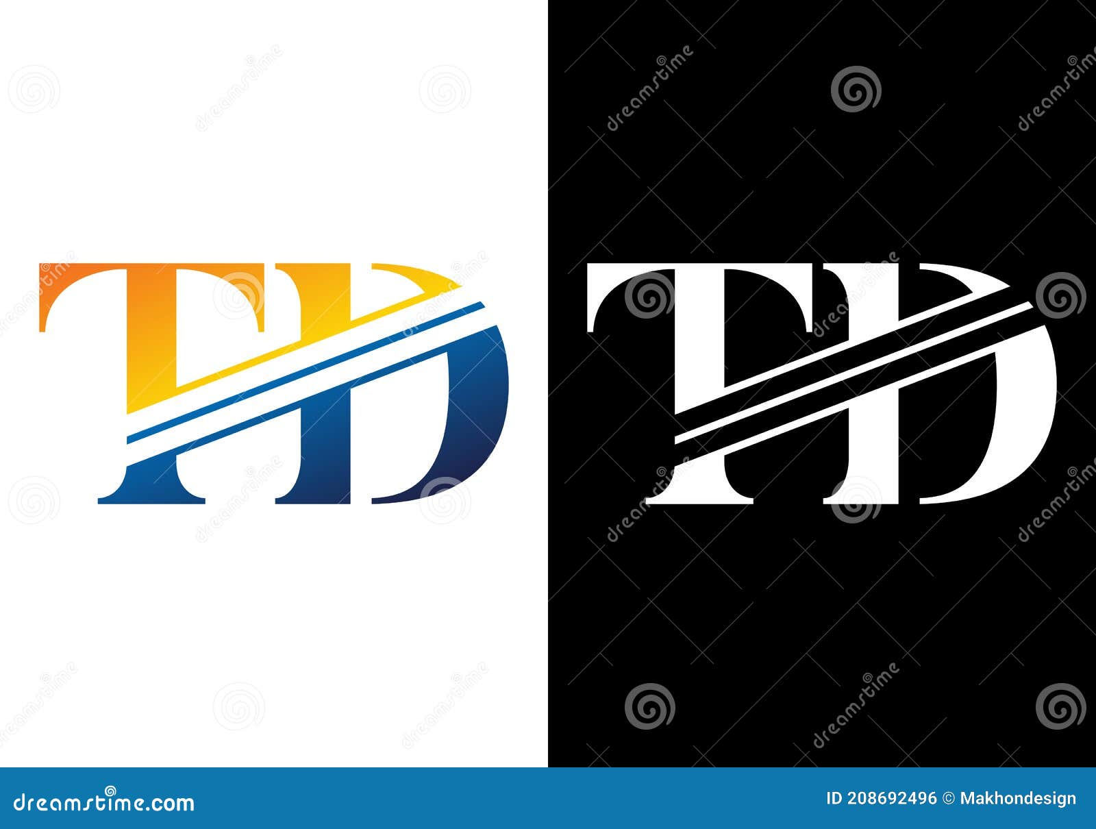 Initial Monogram Letter T D Logo Design Vector Template. T D Letter ...