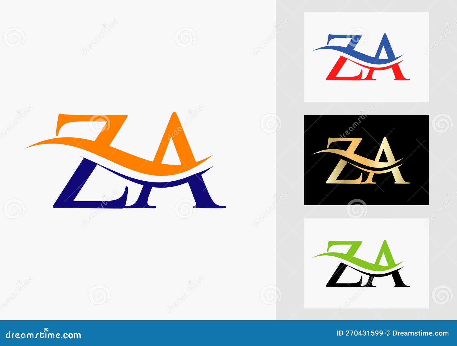 Initial Monogram Letter ZA Logo Design. ZA Logotype Template Stock ...