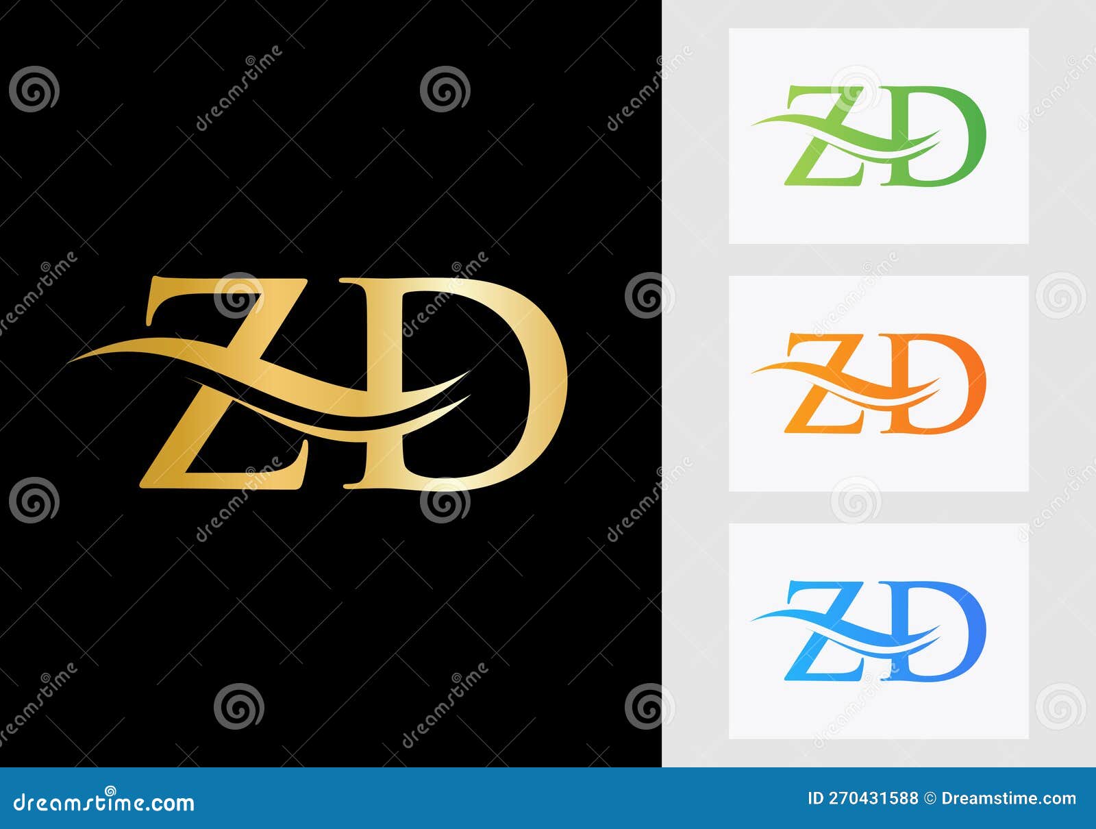 Monogram Letter ZD Logo Design. ZD Logotype Template Stock Vector ...