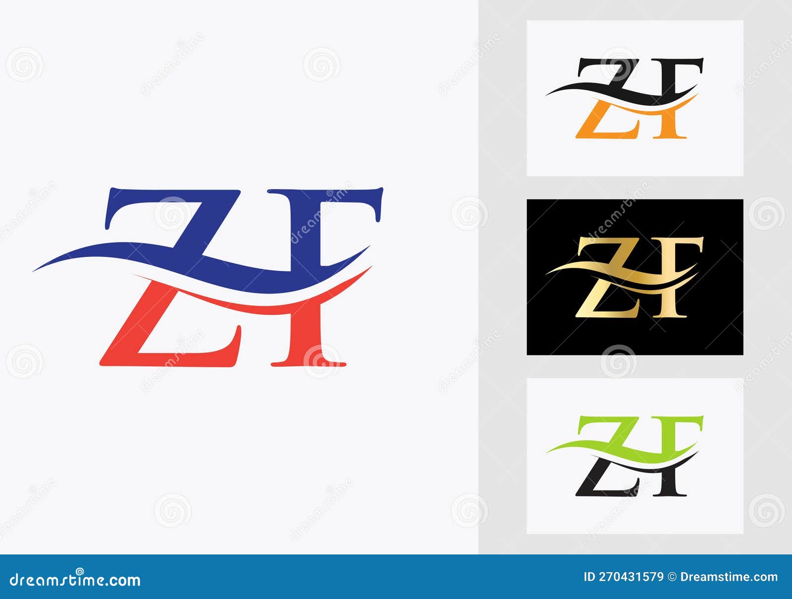 Monogram Letter ZF Logo Design. ZF Logotype Template Stock Vector ...