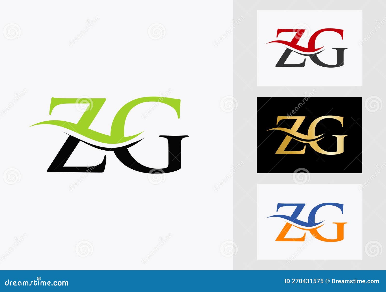 Monogram Letter ZG Logo Design. ZG Logotype Template Stock Vector ...