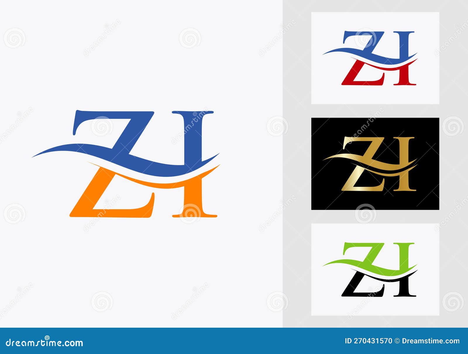 Monogram Letter ZI Logo Design. ZI Logotype Template Stock Vector ...