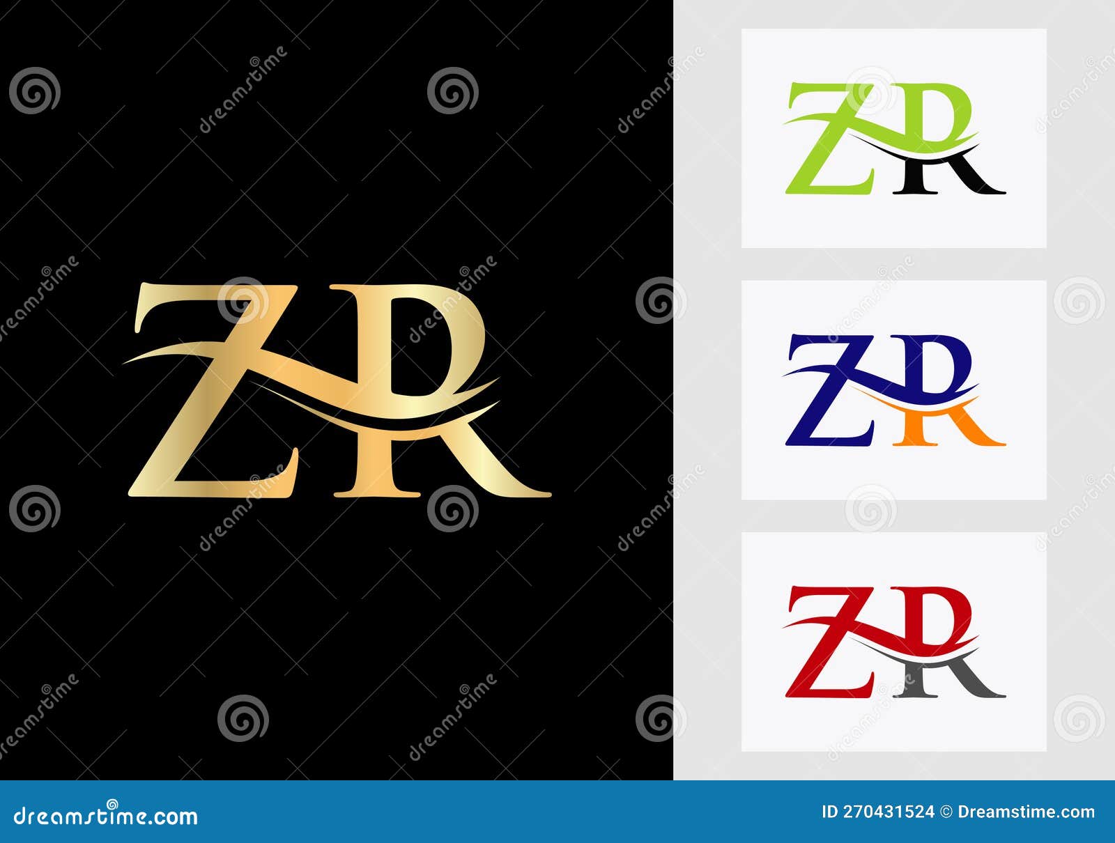 Monogram Letter ZR Logo Design. ZR Logotype Template Stock Vector ...