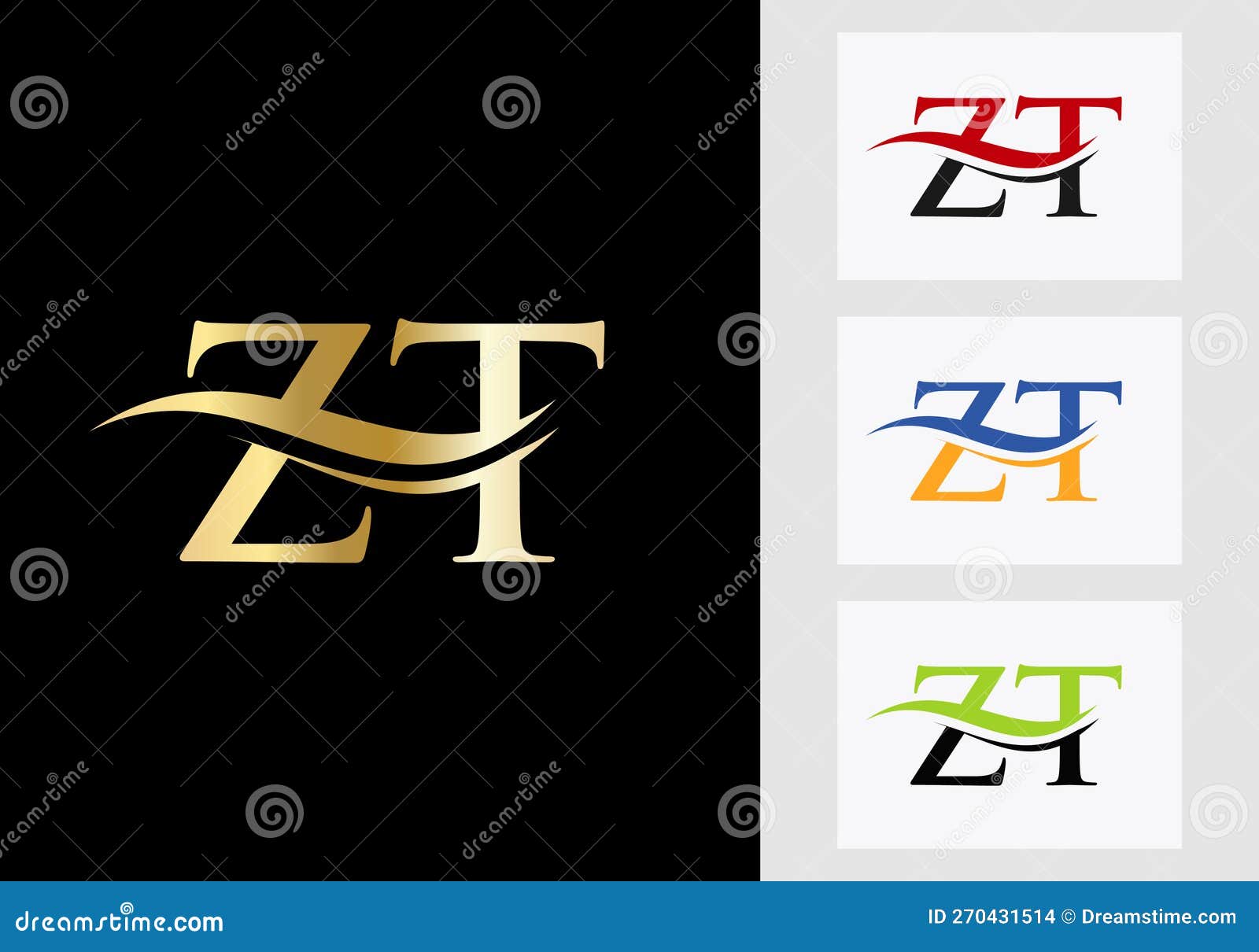 Monogram Letter ZT Logo Design. ZT Logotype Template Stock Vector ...