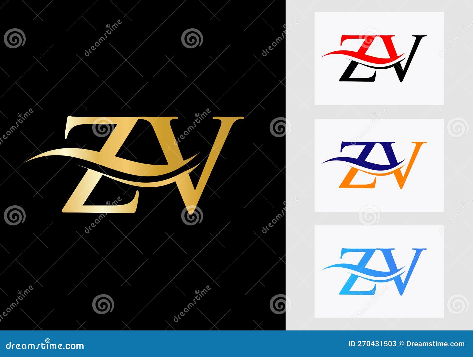 Monogram Letter ZV Logo Design. ZV Logotype Template Stock Vector ...