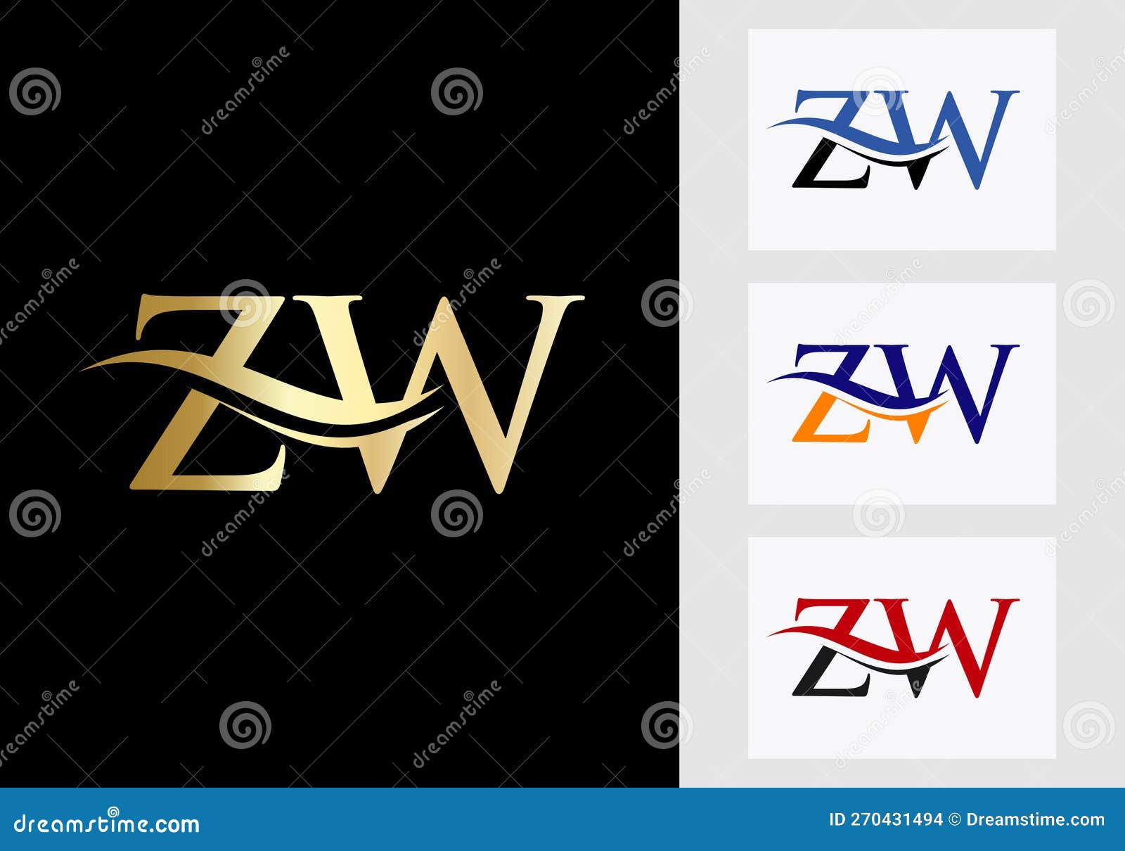 Monogram Letter ZW Logo Design. SW Logotype Template Stock Vector ...