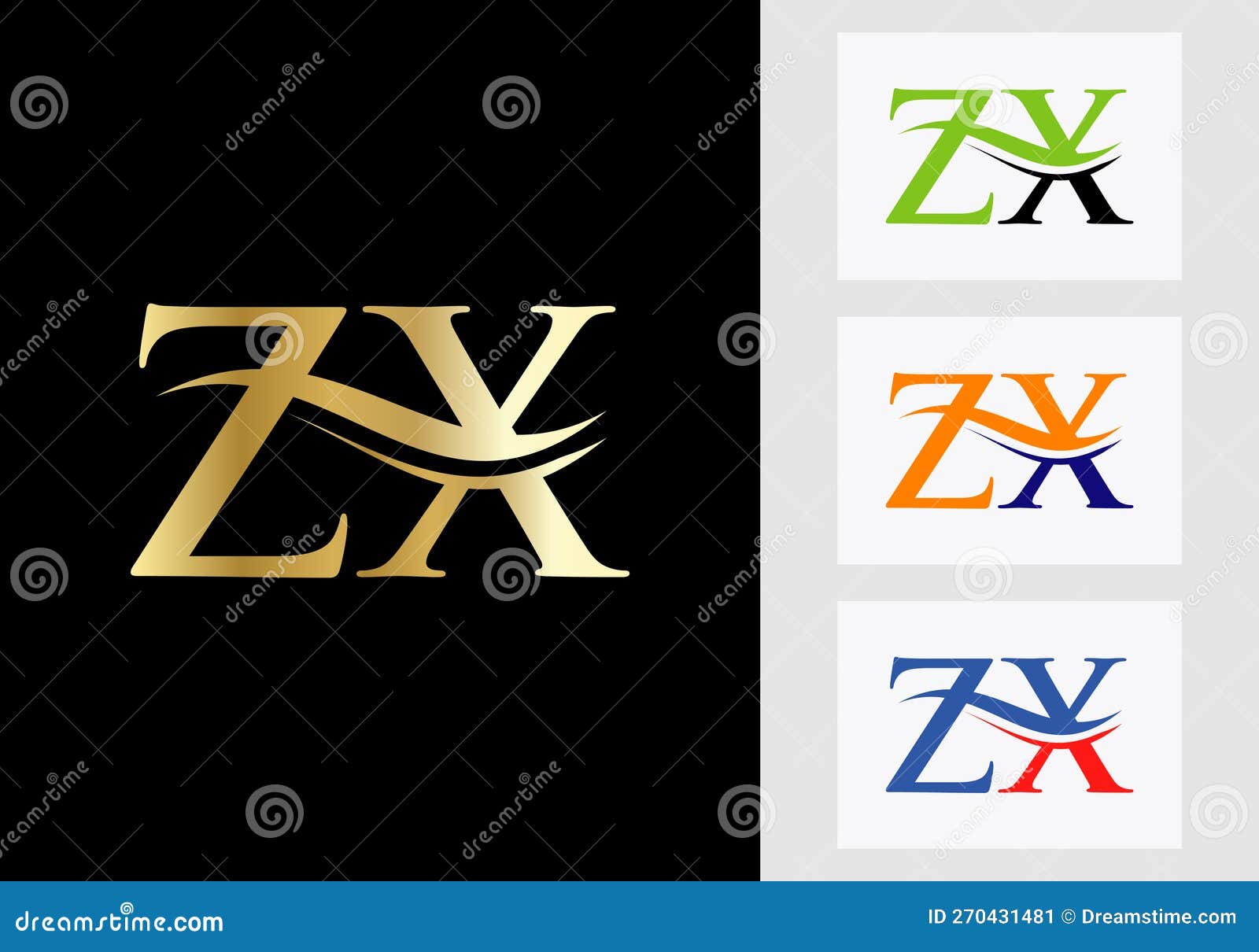 Monogram Letter ZX Logo Design. ZX Logotype Template Stock Vector ...