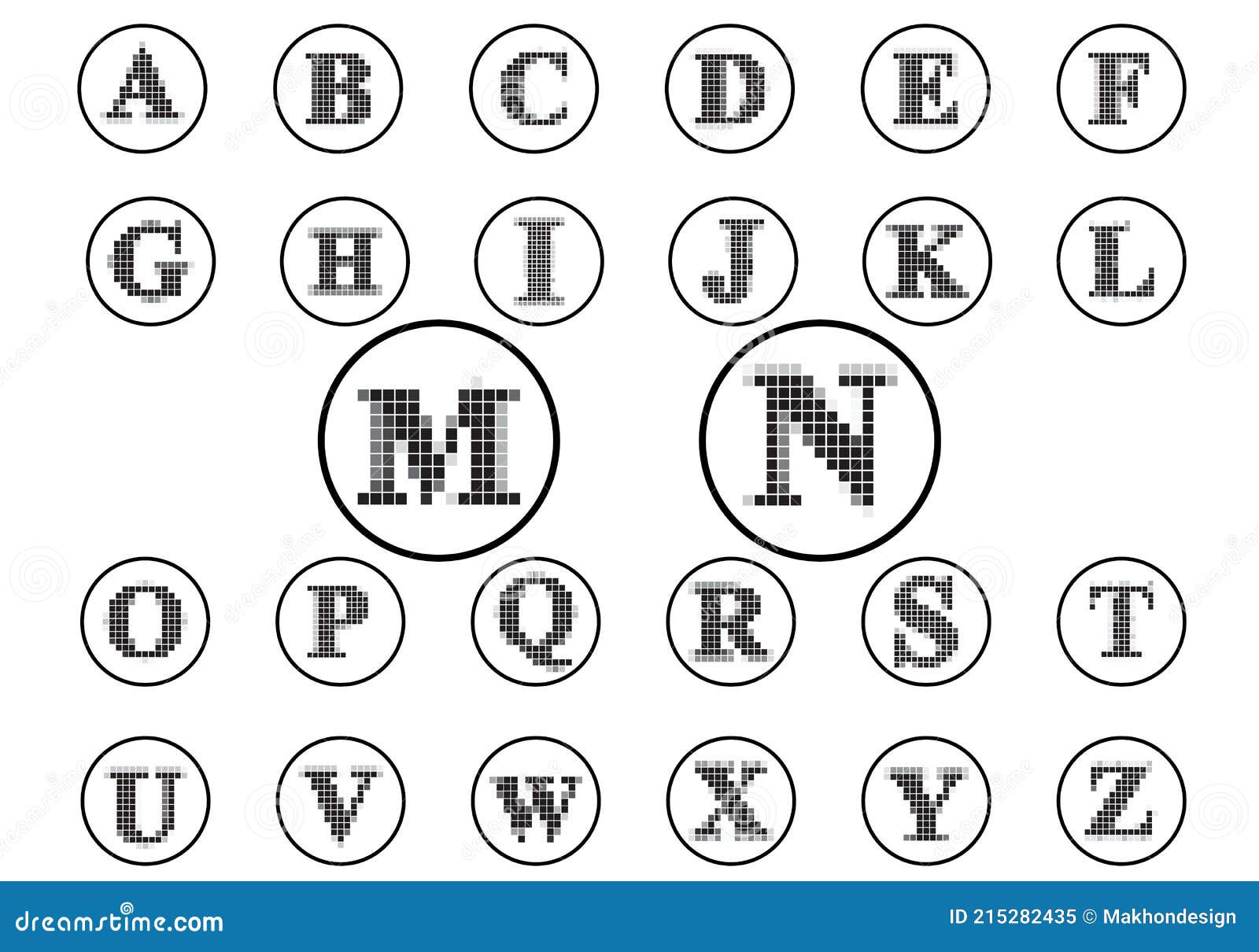 Initial Monogram Pixel Letter in a Circle. Logo Design Stock Vector ...