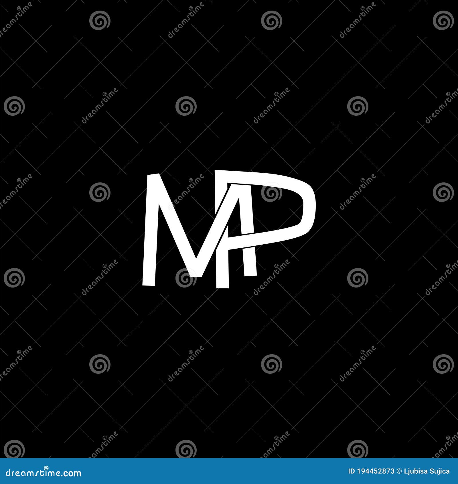 Initial MP Letter Logo Design Isolated on Dark Background Stock Vector ...