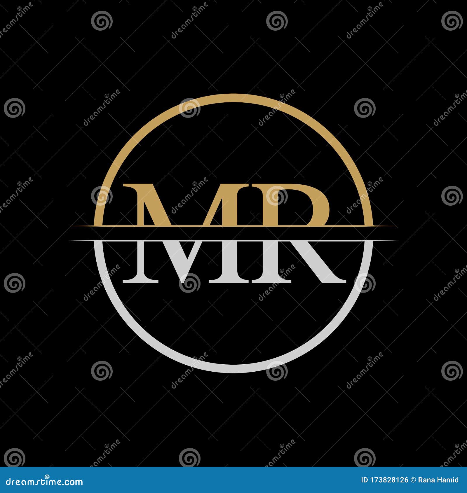 Initial MR Letter Logo Design Vector Template. Gold and Silver Letter ...