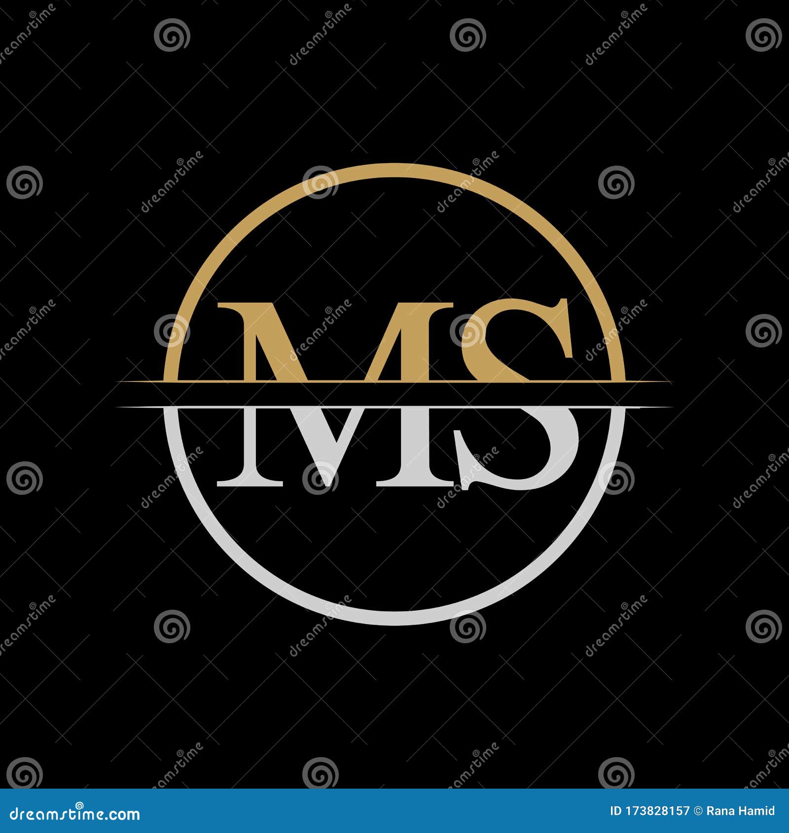Initial MS Letter Logo Design Vector Template. Gold and Silver Letter ...