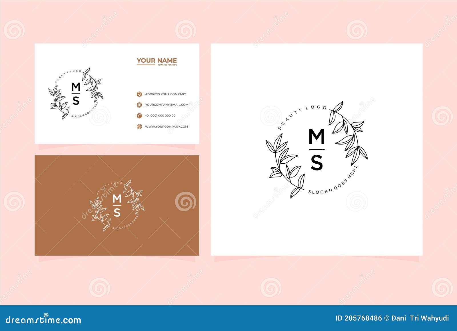 Initial MSM Letters Beautiful Floral Feminine Editable Premade Monoline ...
