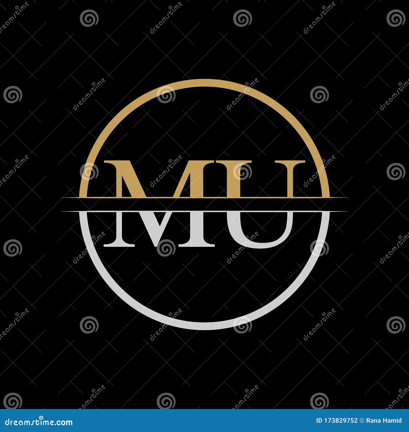 Initial MU Letter Logo Design Vector Template. Gold and Silver Letter ...