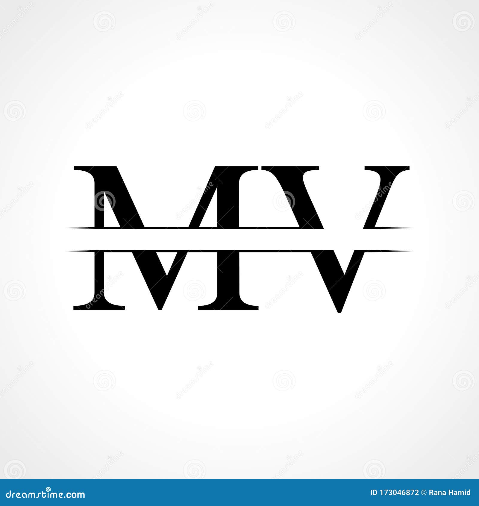 Initial MV Letter Logo Design Vector Template. Abstract Black Letter MV ...