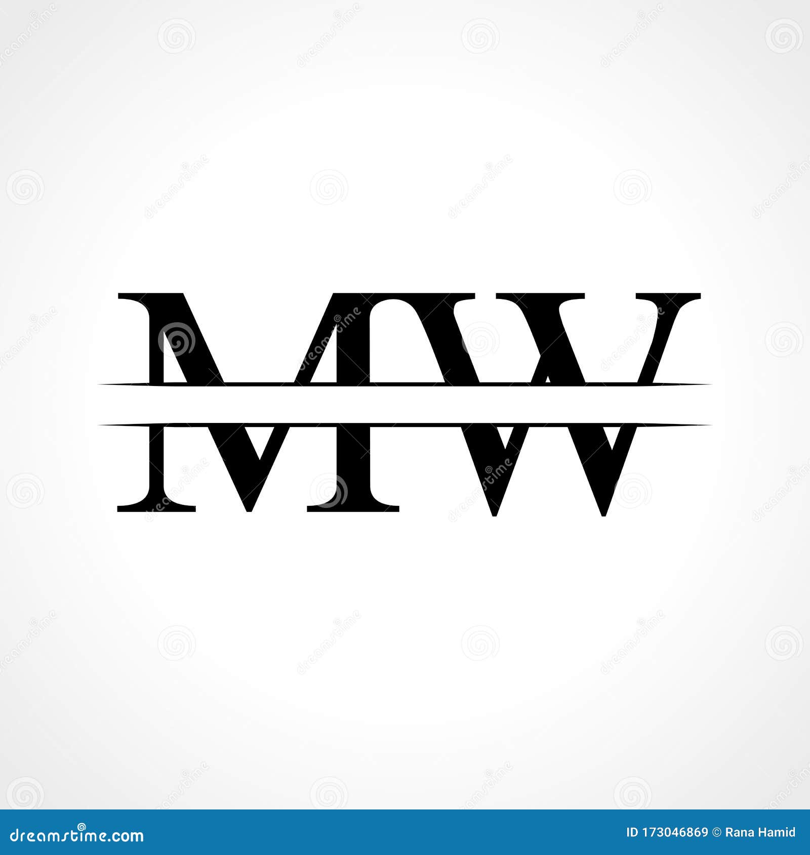 Initial MW Letter Logo Design Vector Template. Abstract Black Letter MW ...