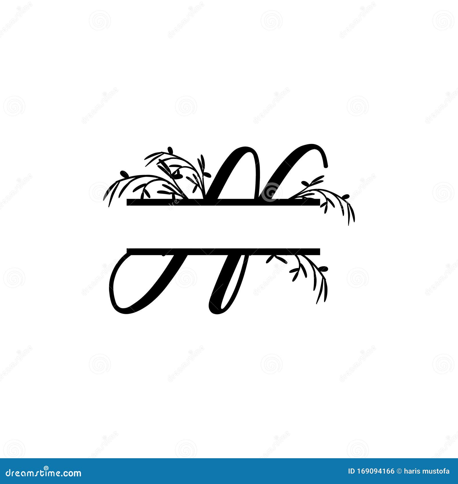 Initial N Decorative Plant Monogram Split Letter Vector Stock Vector ... Initial N Decorative Plant Monogram Split Letter Vector Stock Vector ...