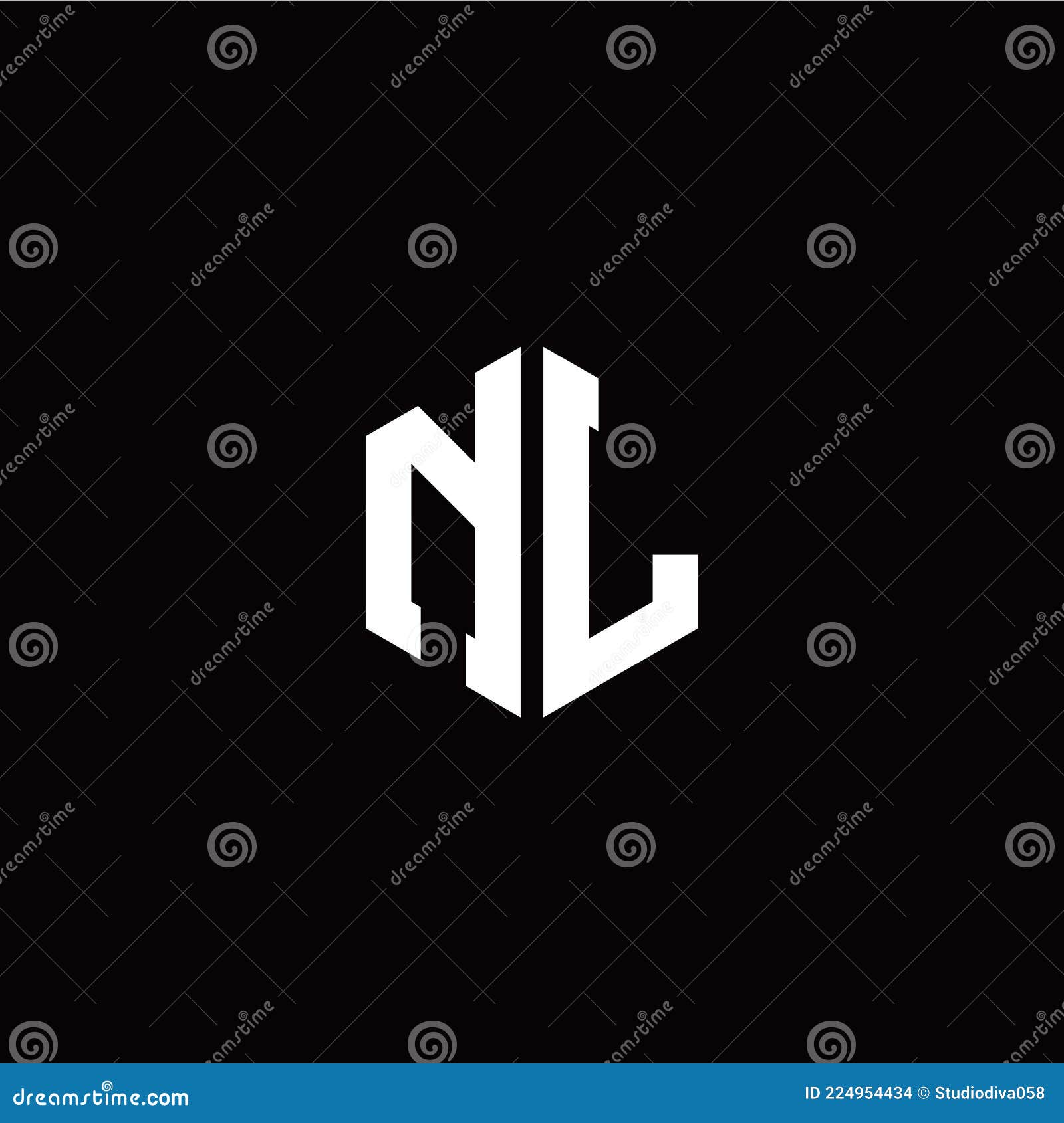 Initial N L Letter with Polygon Modern Style Logo Template Vector Stock ...