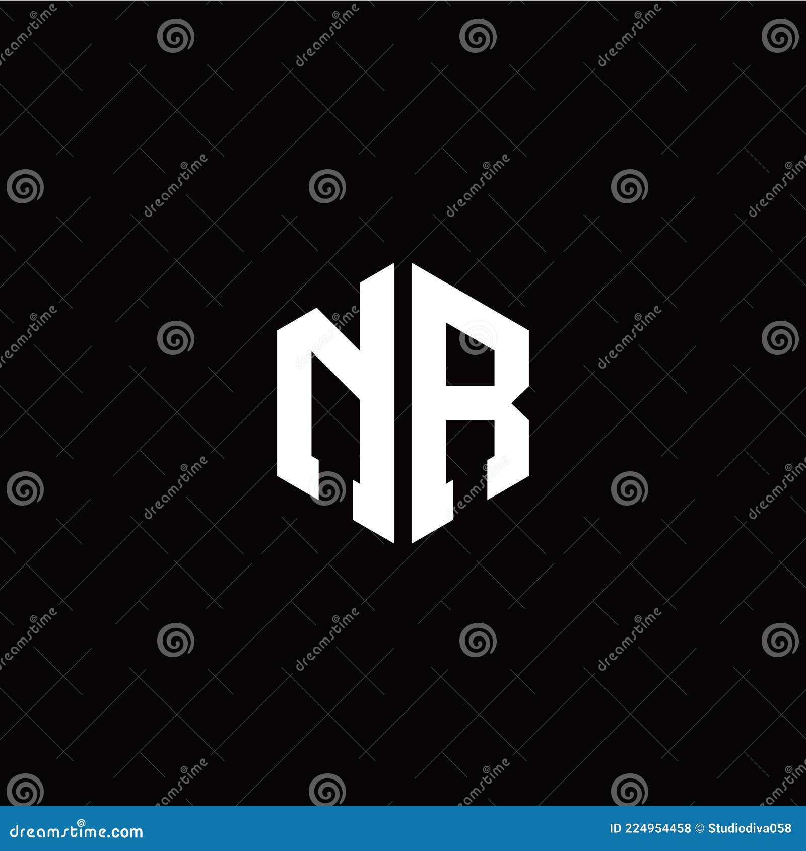 Initial N R Letter with Polygon Modern Style Logo Template Vector Stock ...