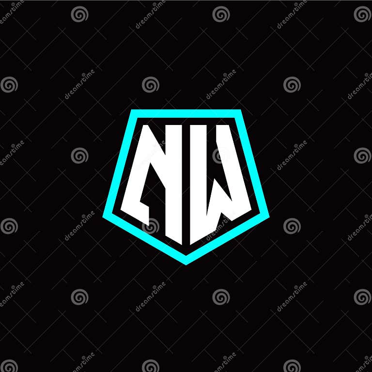 Initial N W Letter with Polygon Modern Style Logo Template Vector Stock ...