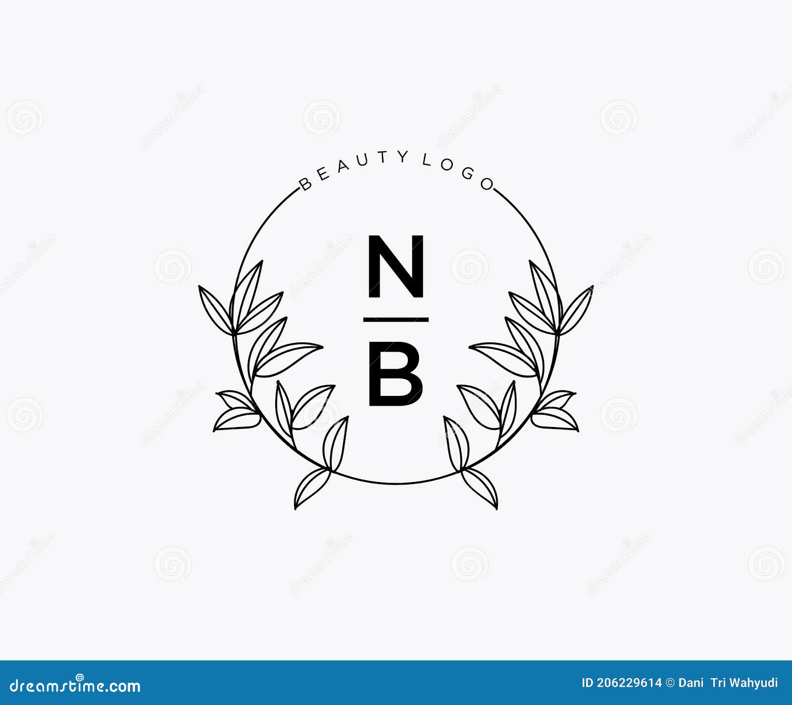 Initial NB Letters Beautiful Floral Feminine Editable Premade Monoline ...