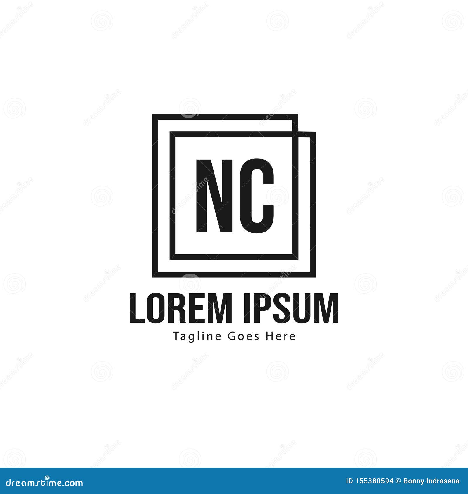 Initial NC Logo Template with Modern Frame. Minimalist NC Letter Logo ...