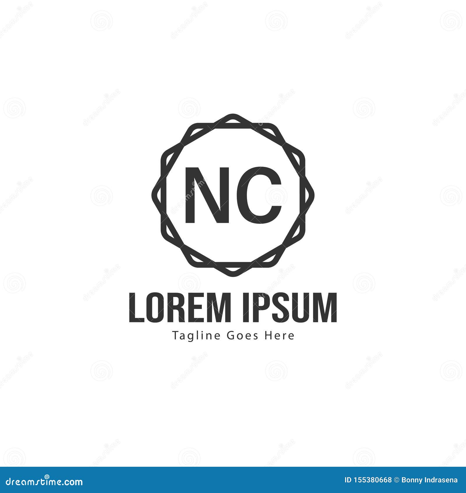 Initial NC Logo Template with Modern Frame. Minimalist NC Letter Logo ...