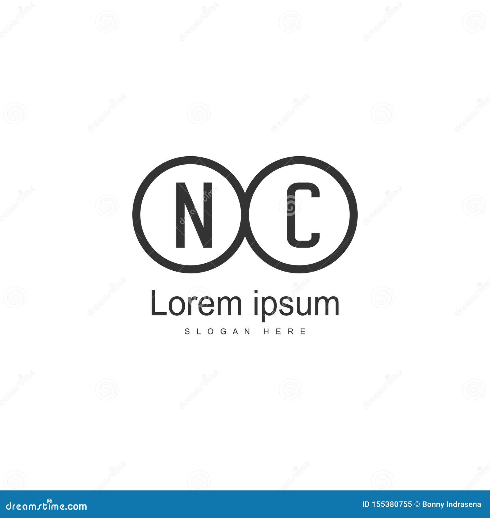 Initial NC Logo Template with Modern Frame. Minimalist NC Letter Logo ...