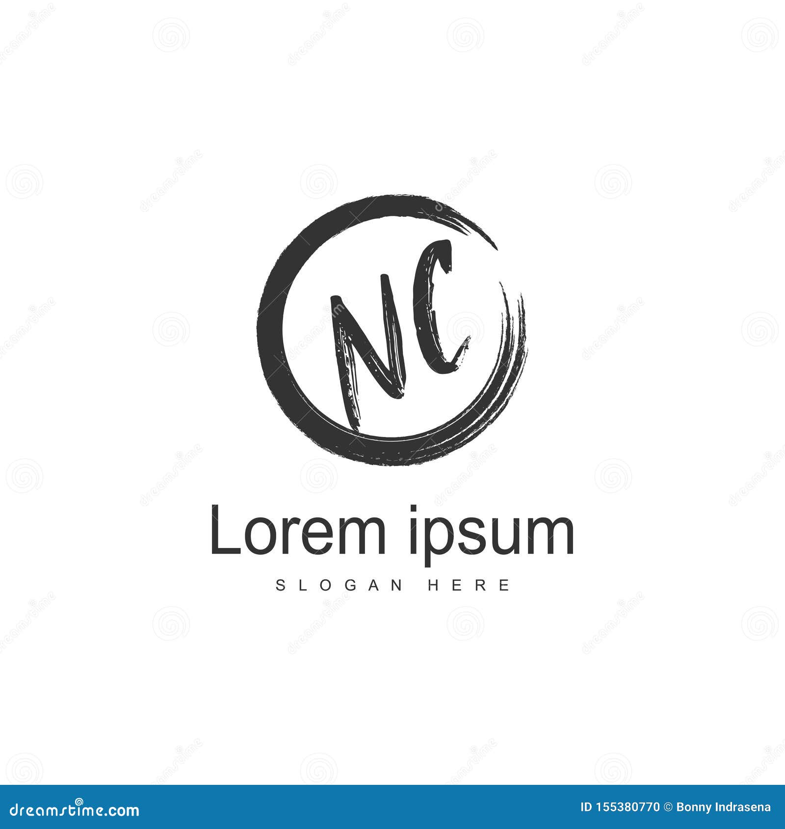 Initial NC Logo Template with Modern Frame. Minimalist NC Letter Logo ...