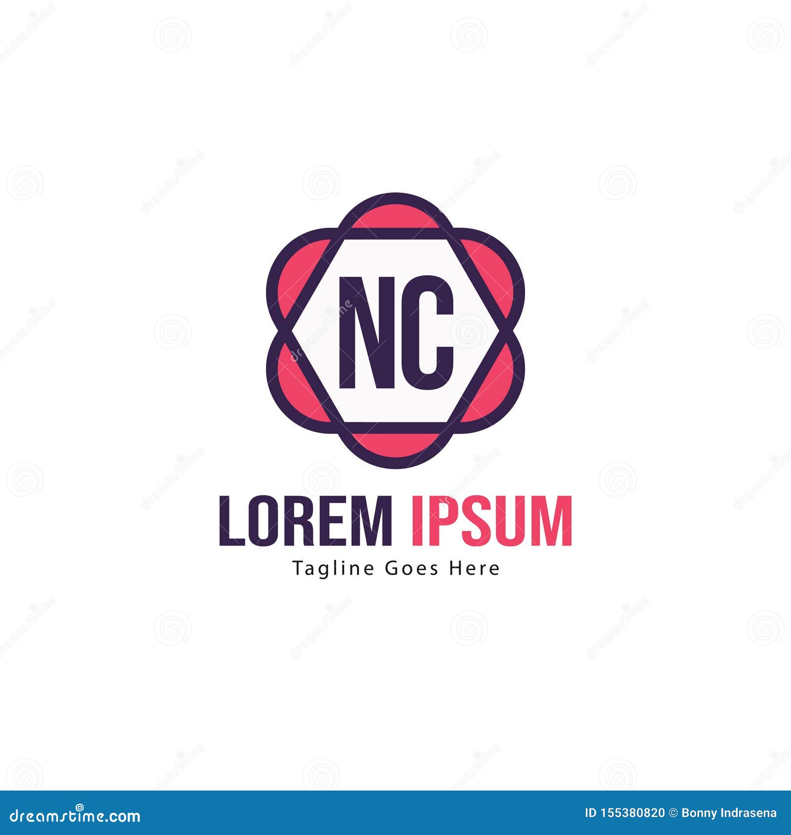 Initial NC Logo Template with Modern Frame. Minimalist NC Letter Logo ...