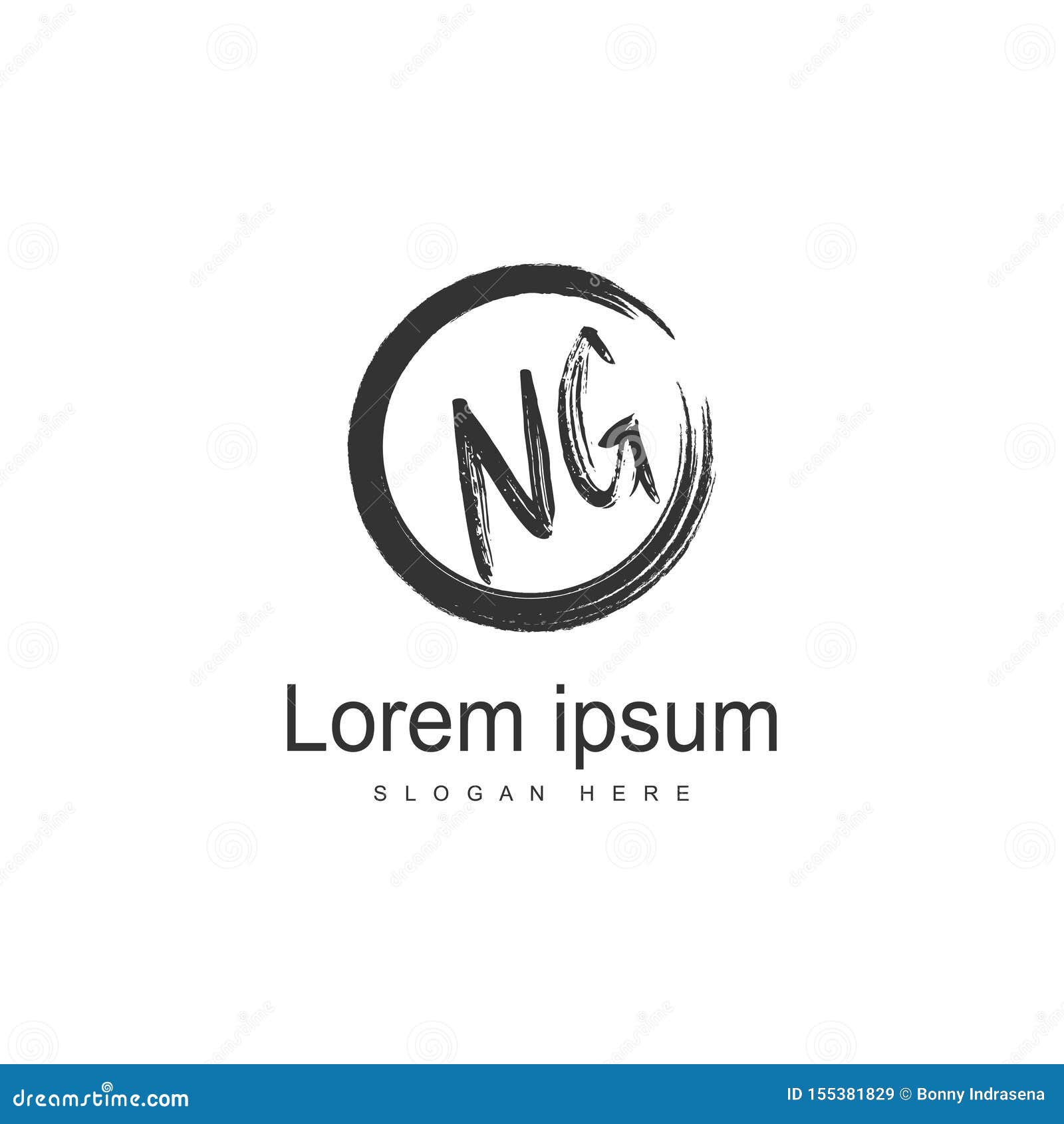 Initial NG Logo Template with Modern Frame. Minimalist NG Letter Logo ...