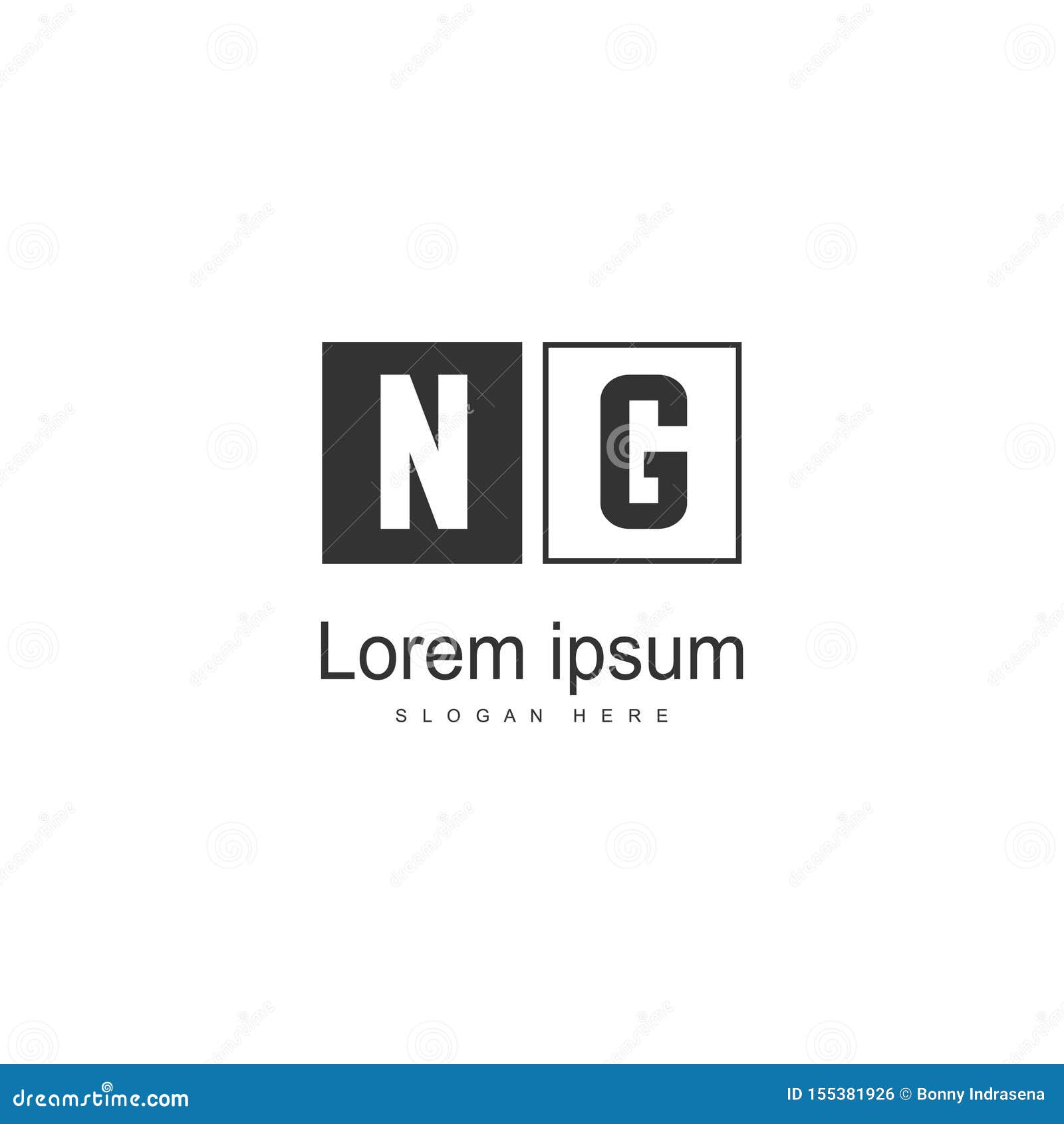 Initial NG Logo Template with Modern Frame. Minimalist NG Letter Logo ...