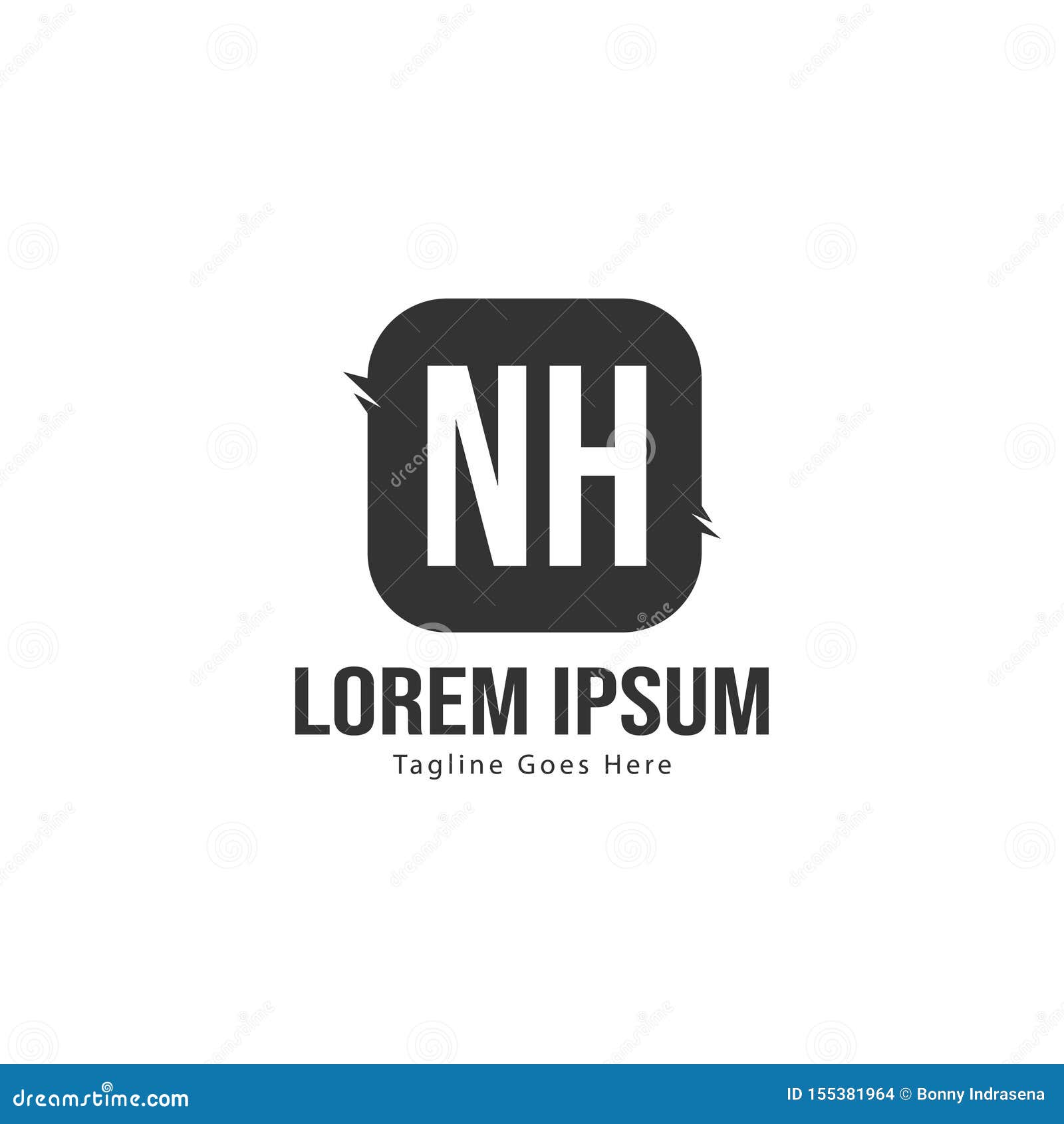 Initial NH Logo Template with Modern Frame. Minimalist NH Letter Logo ...