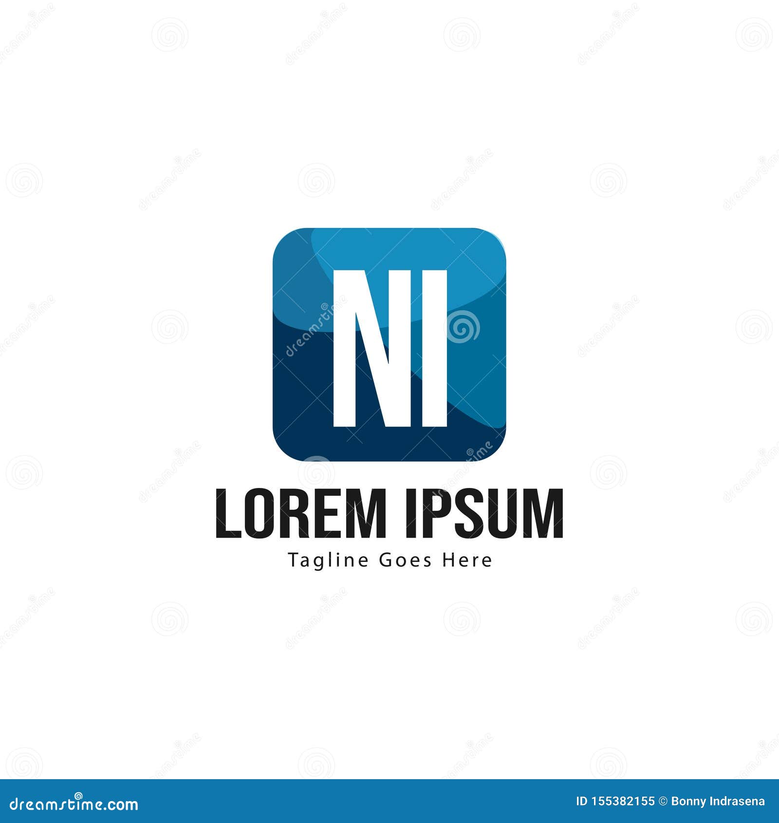 Initial NI Logo Template with Modern Frame. Minimalist NI Letter Logo ...