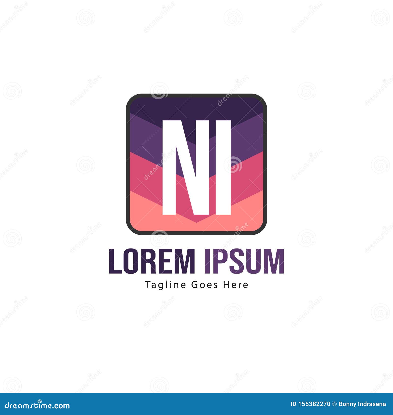 Initial NI Logo Template with Modern Frame. Minimalist NI Letter Logo ...